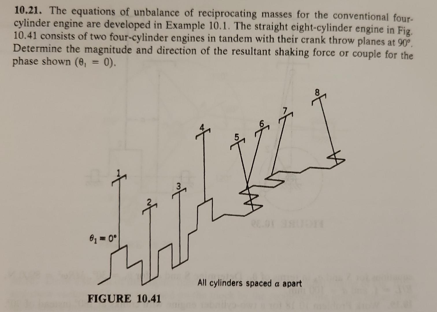 10.21. The equations of unbalance of reciprocating | Chegg.com
