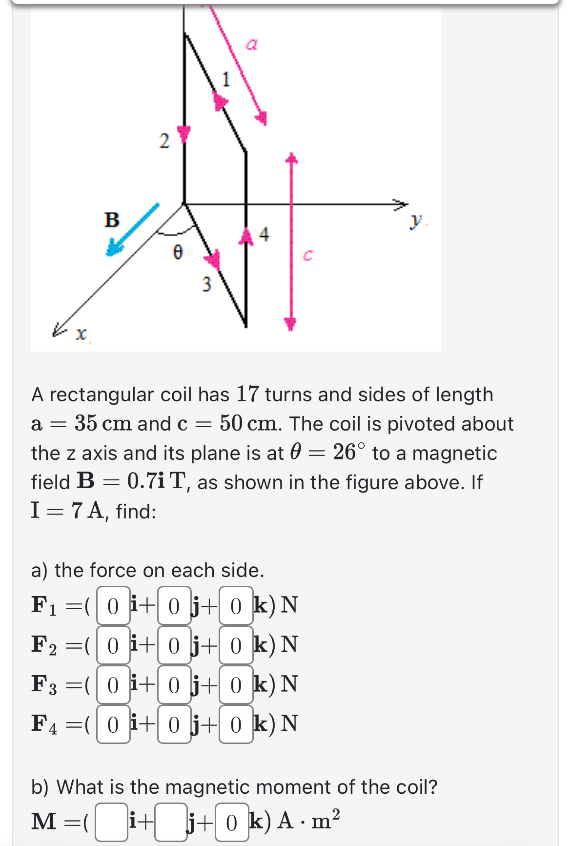 Solved A rectangular coil has 17 ﻿turns and sides of length | Chegg.com