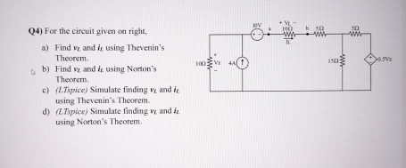 Solved Q4) ﻿For the circuit given on right,a) ﻿Find vz ﻿and | Chegg.com