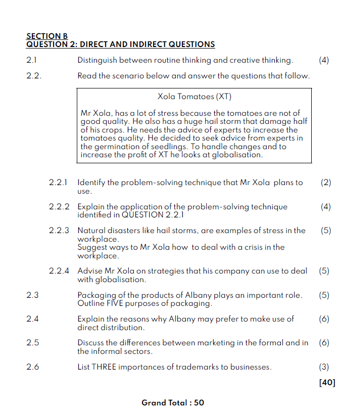 Solved SECTION BQUESTION 2: DIRECT AND INDIRECT QUESTIONS2.1 | Chegg.com
