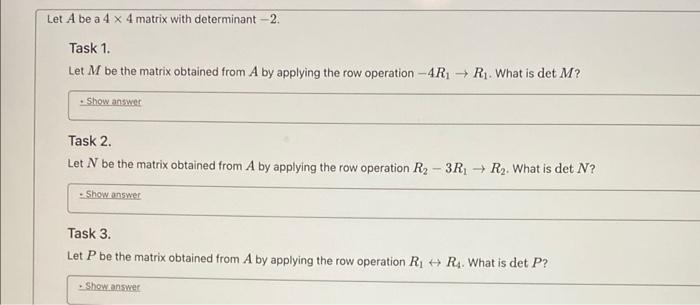 Solved describe how a row operation affects the determinant | Chegg.com