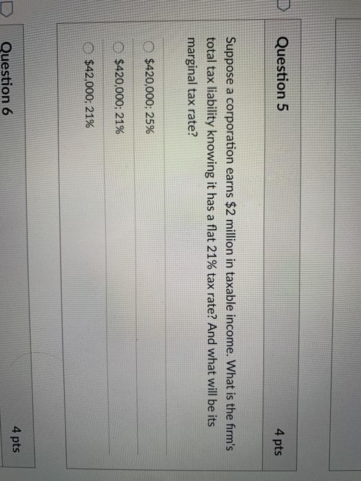 Solved Question 5 4 pts Suppose a corporation earns $2 | Chegg.com Solved Question 5 4 pts Suppose a corporation earns $2 | Chegg.com
