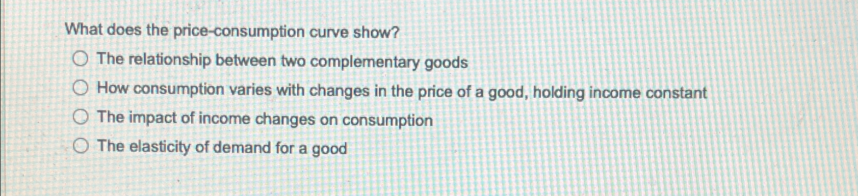 Solved What does the price-consumption curve show?The | Chegg.com