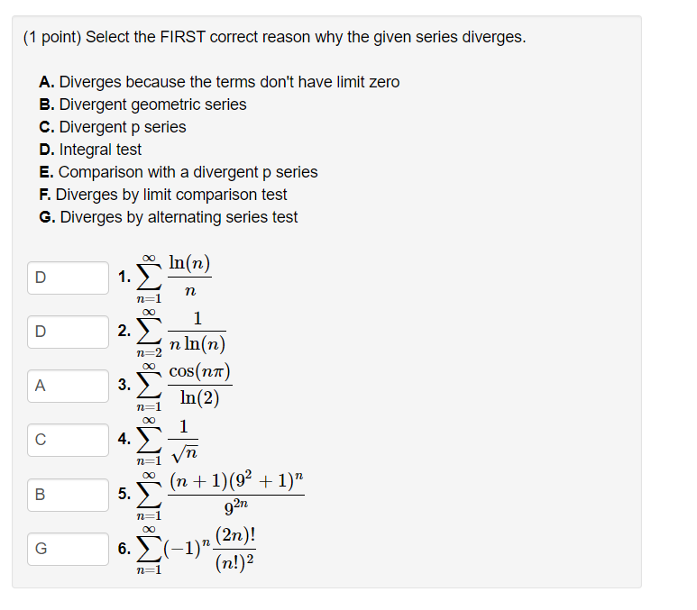 Solved (1 ﻿point) ﻿Select the FIRST correct reason why the | Chegg.com