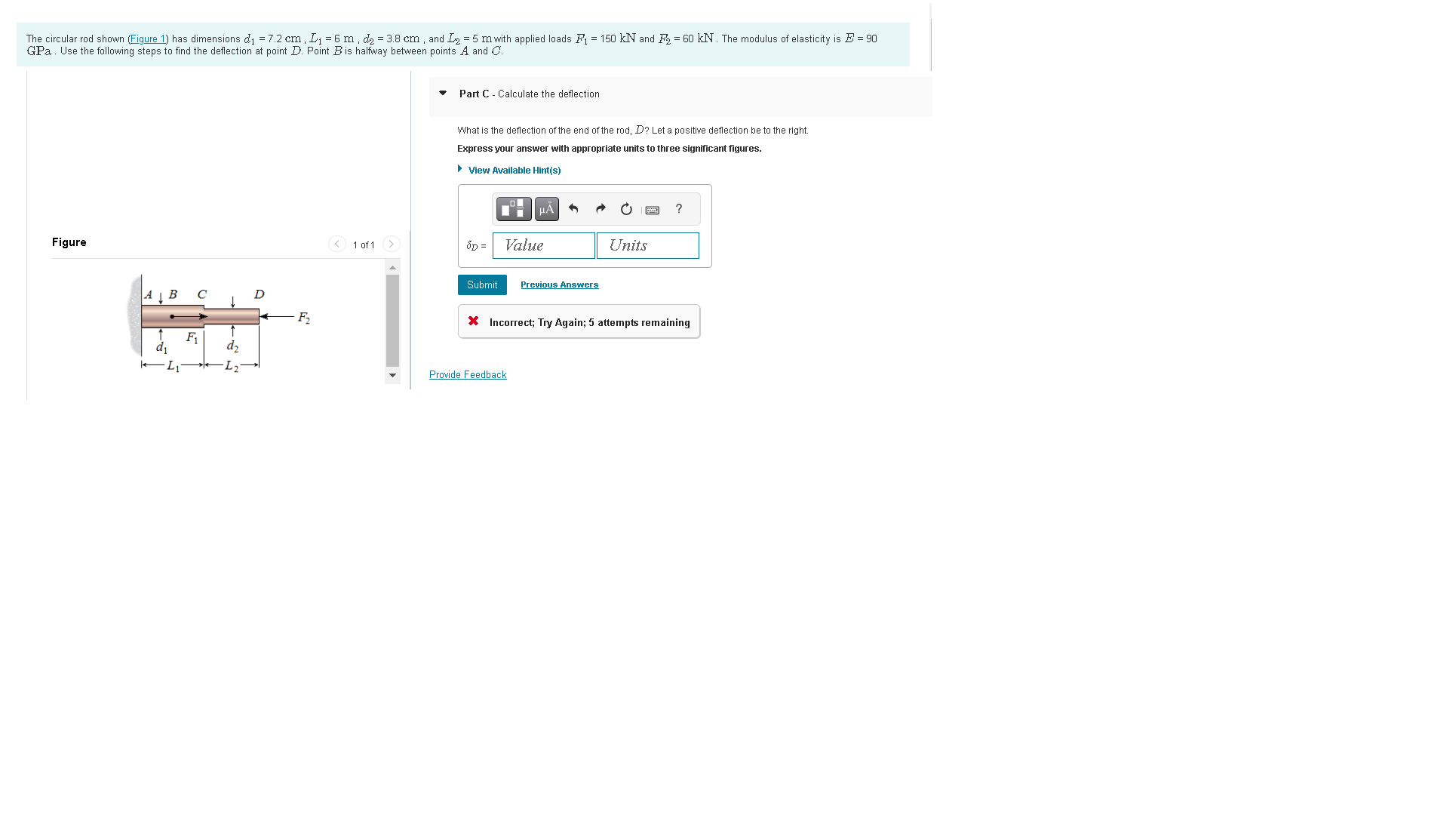 Solved GPa. Use the following steps to find the deflection | Chegg.com