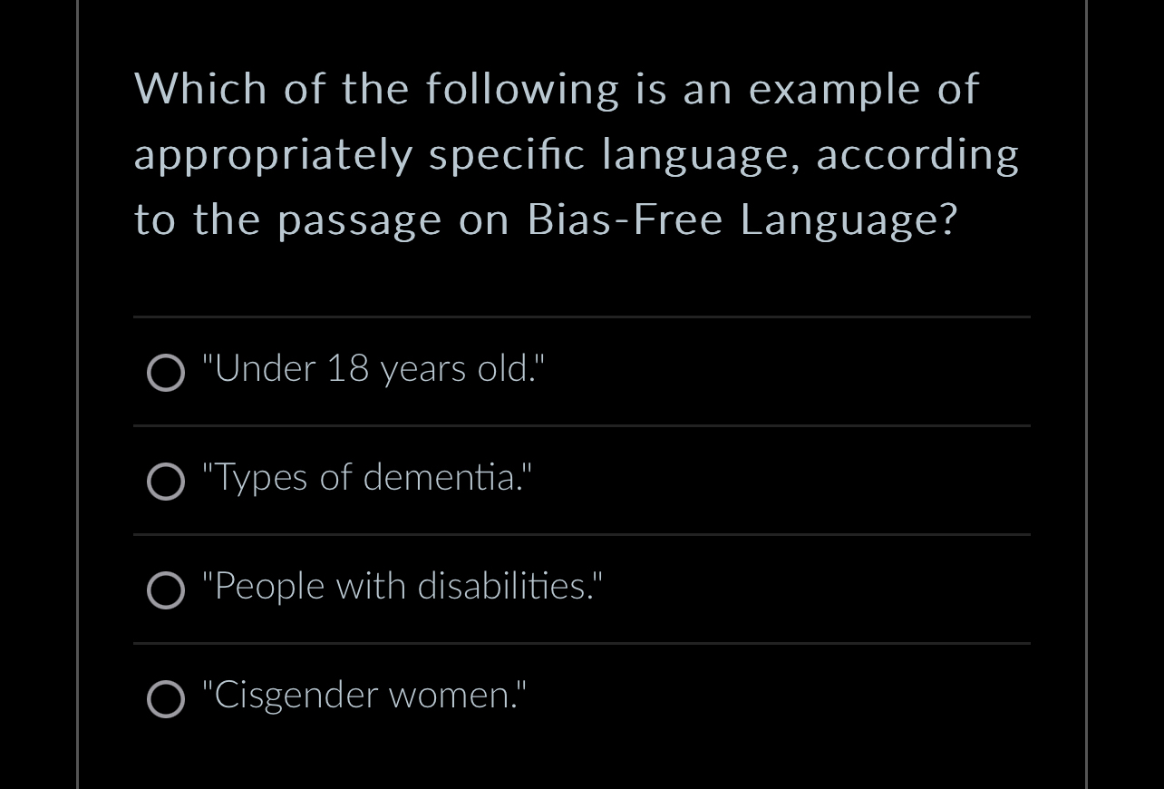 Solved Which of the following is an example of appropriately | Chegg.com