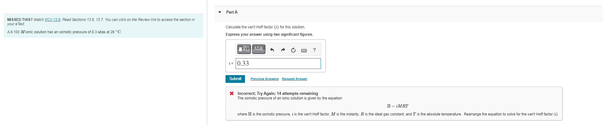 Solved MISSED THIS? Watch KCV 13.6: Read Sections | Chegg.com