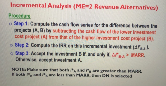 IRR on Incremental Investment: Two Alternatives | Chegg.com