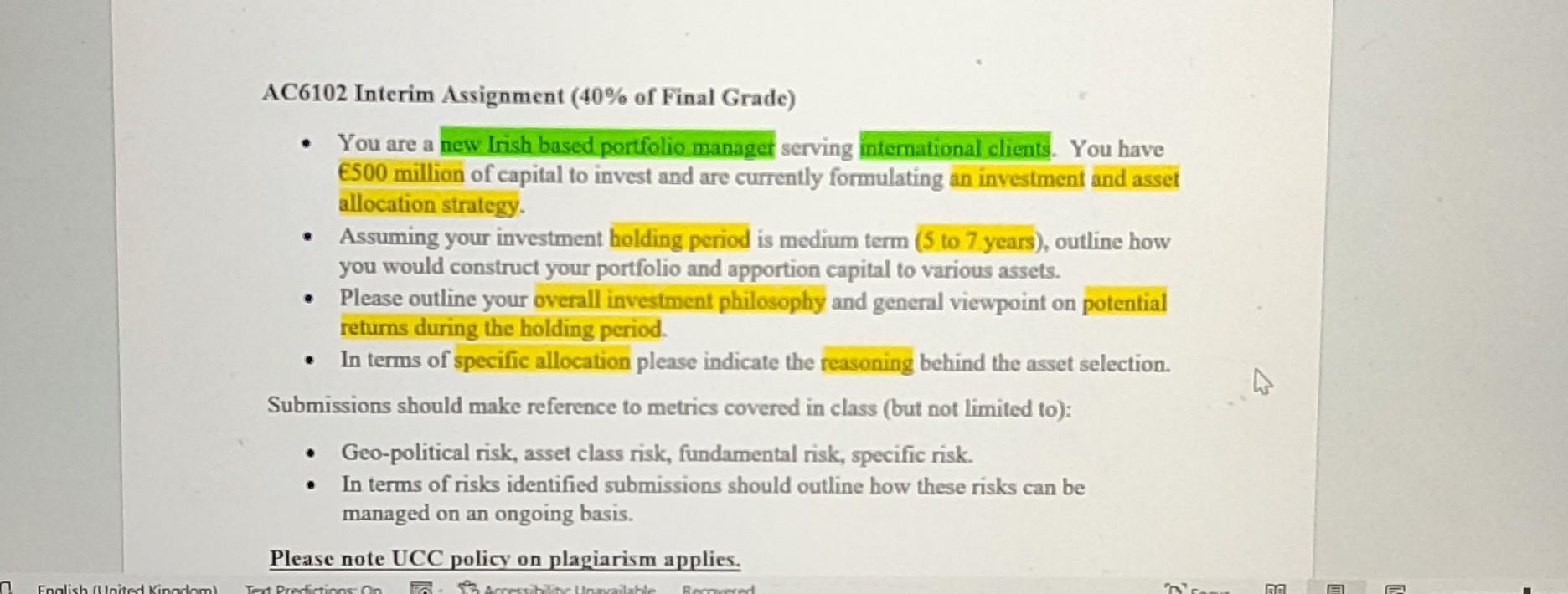 Solved AC6102 Interim Assignment ( 40% of Final Grade) - You | Chegg.com