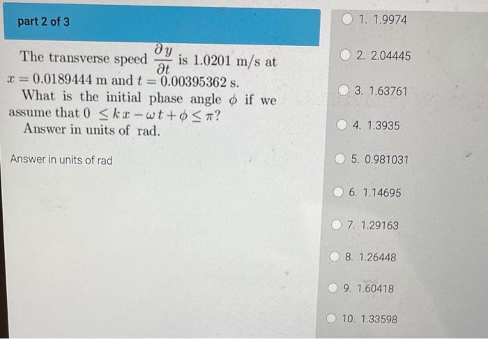 Solved part 1 of 3 1. 3.42149 A wave is propagating down a | Chegg.com