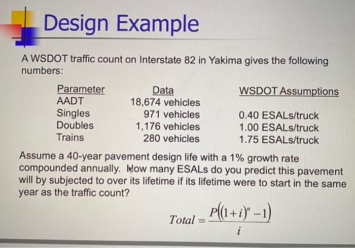 Solved Design Example A WSDOT traffic count on Interstate 82 | Chegg.com