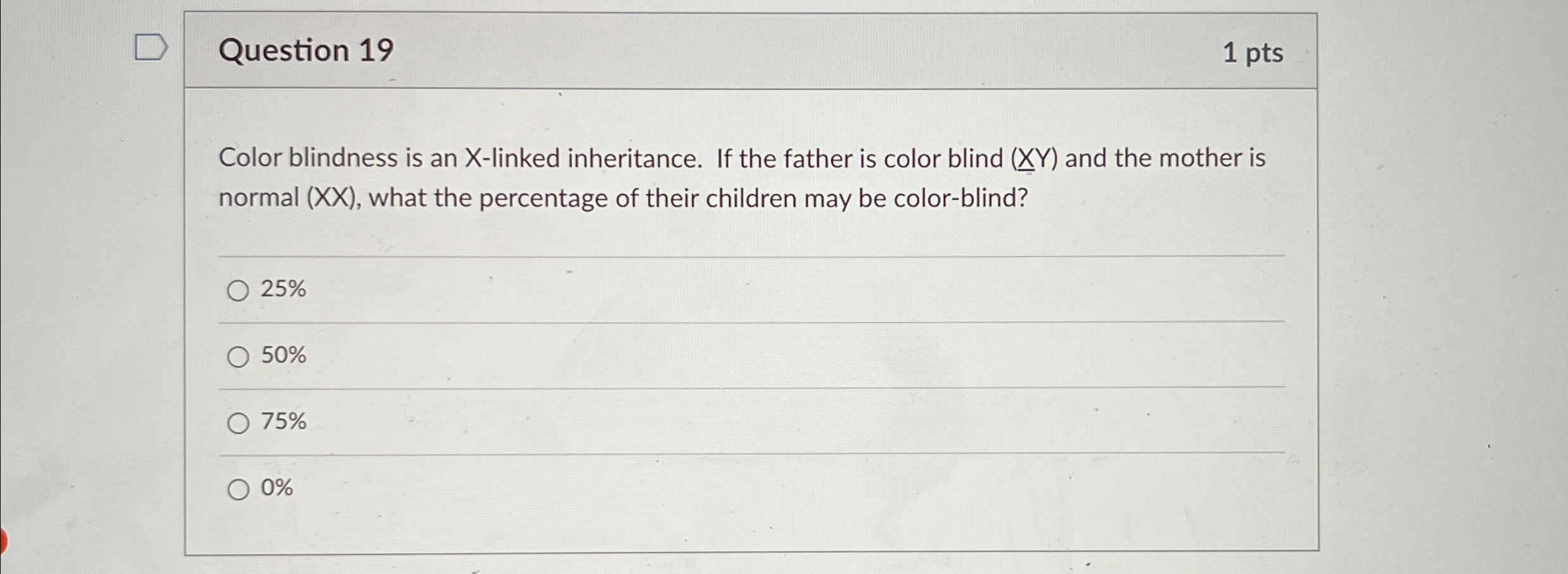 Solved Question 191 ﻿ptsColor blindness is an x-linked | Chegg.com