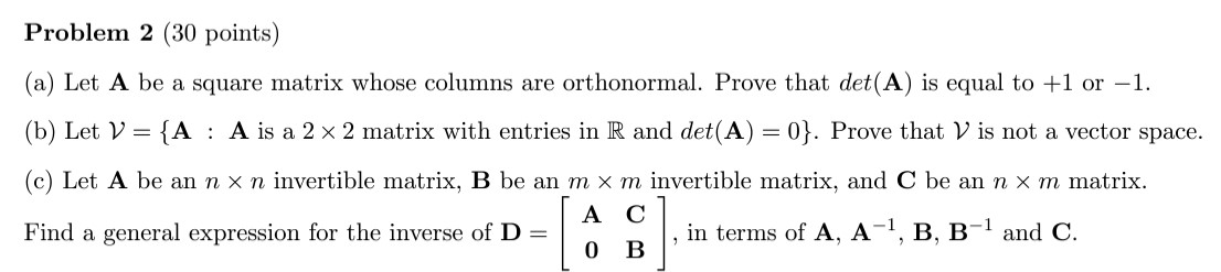 Solved Problem 2 (30 ﻿points)(a) ﻿Let A ﻿be a square matrix | Chegg.com