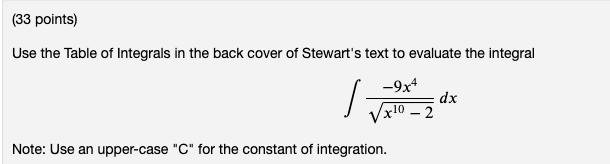 Solved Use the Table of Integrals in the back cover of | Chegg.com