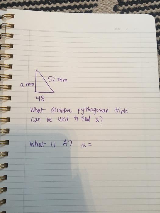 Solved 52mm amm 48 What primitive pythagorean triple can be | Chegg.com