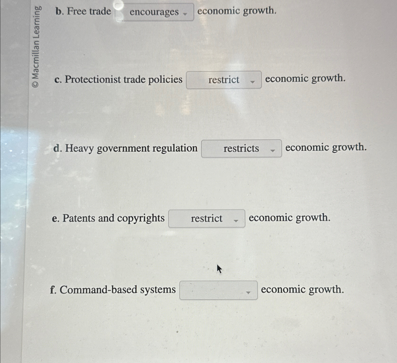 Solved bo b. ﻿Free trade economic growth.c. ﻿Protectionist | Chegg.com