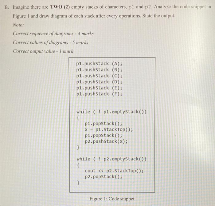 Solved B. Imagine there are TWO (2) empty stacks of | Chegg.com