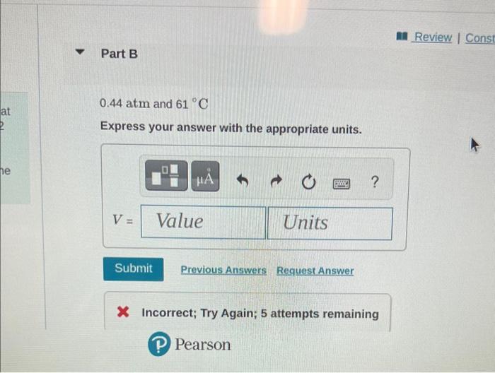 Solved A sample of argon gas has a volume of 735 mL at a | Chegg.com