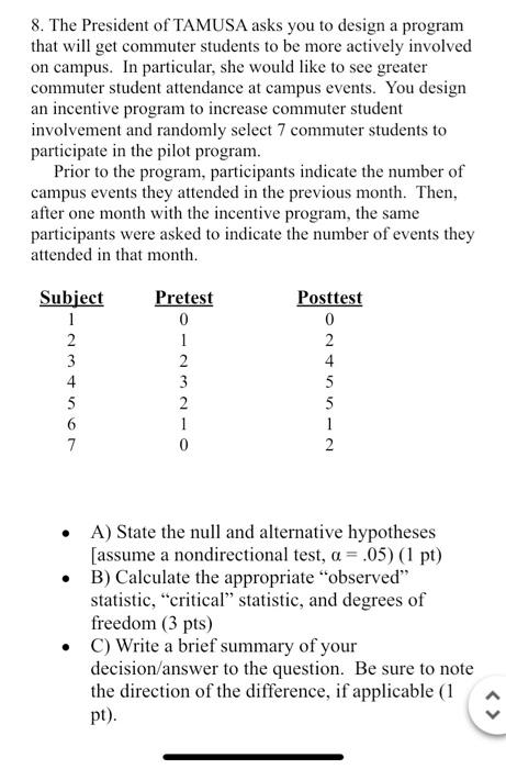 Solved 8. The President of TAMUSA asks you to design a | Chegg.com