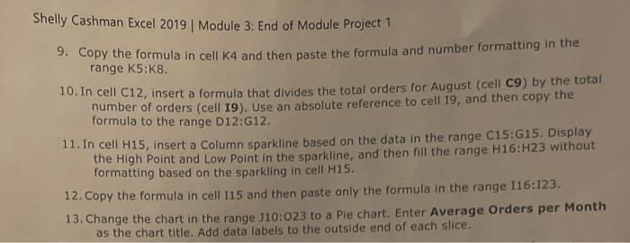Solved Shelly Cashman Excel 2019 | Module 3; End of Module | Chegg.com