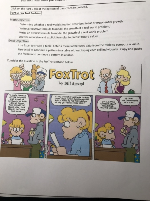 Part 5: Fox Trot Problem 1. The relationship between | Chegg.com