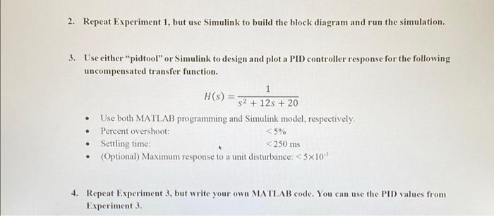 Solved 1. Use MATLAB built-in tool "pidtool", and to find | Chegg.com