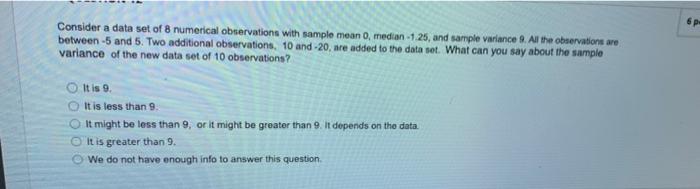 Solved 6P Consider a data set of 8 numerical observations | Chegg.com