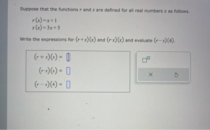 Solved Suppose that the functions r and s are defined for | Chegg.com