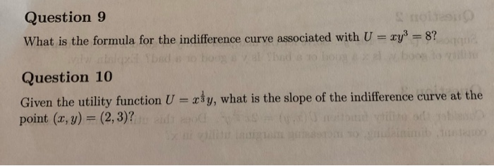 Solved Question 9 What is the formula for the indifference | Chegg.com