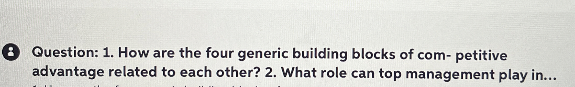 Solved (8) ﻿Question: 1. ﻿How are the four generic building | Chegg.com
