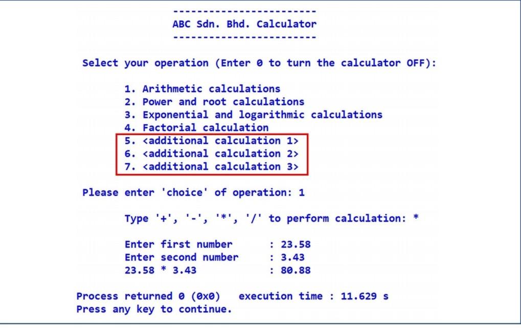 Solved ABC Sdn. Bhd. Calculator Select your operation (Enter | Chegg.com