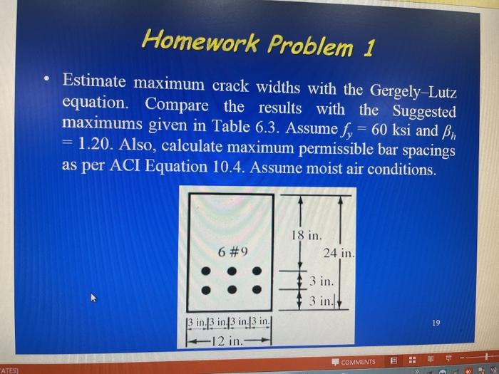 Solved Homework Problem 1 Estimate maximum crack widths with | Chegg.com
