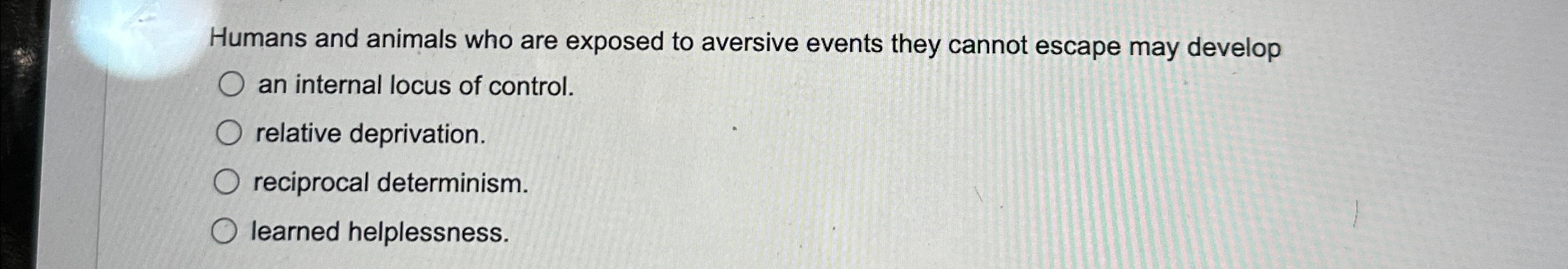 Solved Humans and animals who are exposed to aversive events | Chegg.com