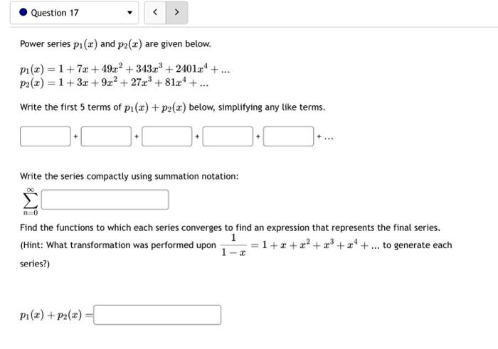 Solved Power series p1(x) and p2(x) are given below. | Chegg.com