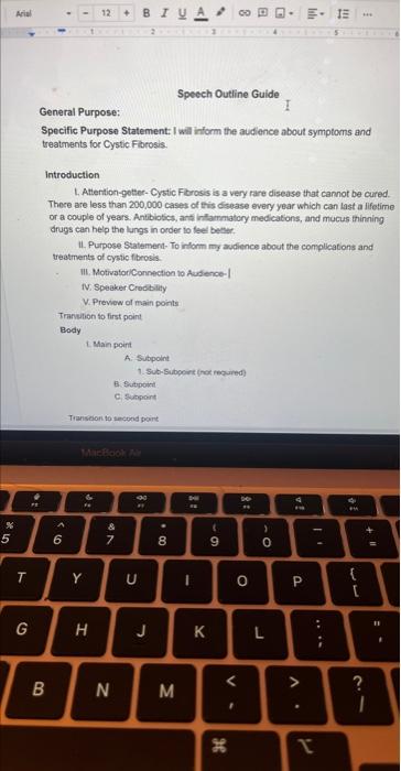 Speech Outline Guide General Purpose: Specific | Chegg.com