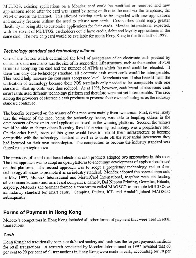 Mondex - The Electronic Cash System It was November | Chegg.com