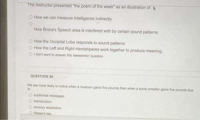 Solved The Instructor presented "the poem of the week" as an | Chegg.com