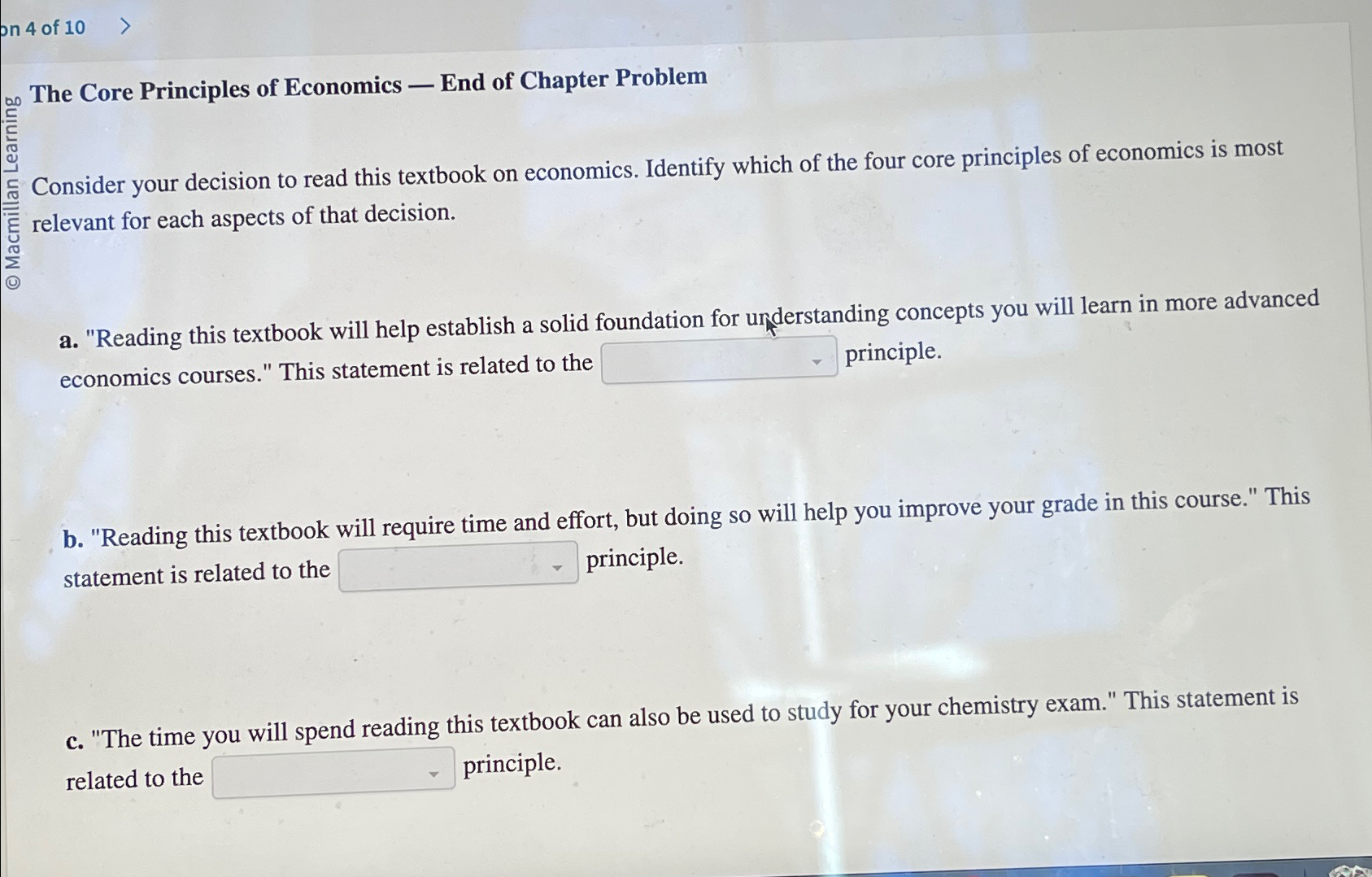 Solved on 4 ﻿of 10The Core Principles of Economics - ﻿End of | Chegg.com