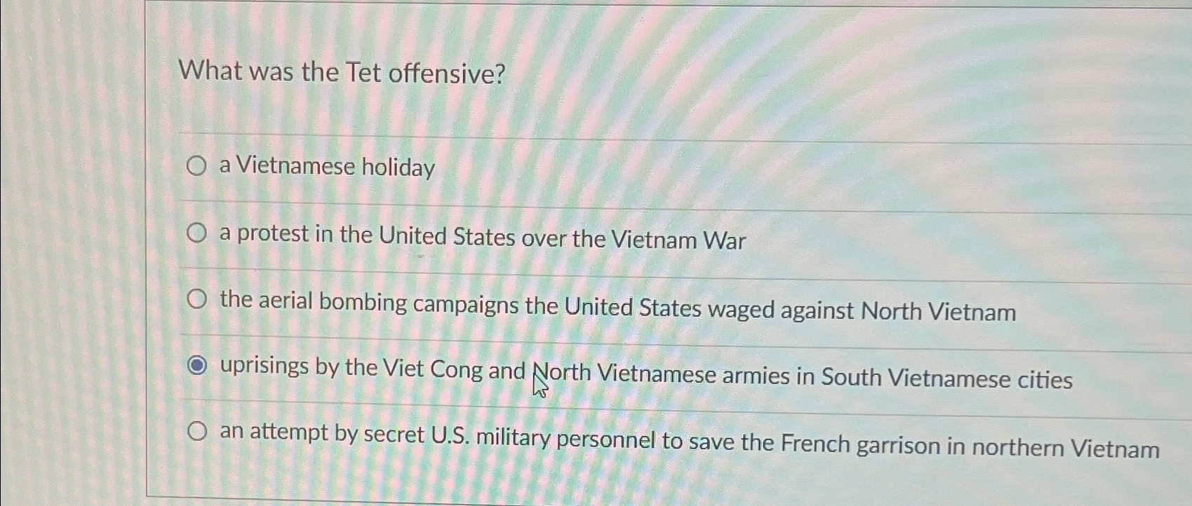 Solved What was the Tet offensive?a Vietnamese holidaya | Chegg.com