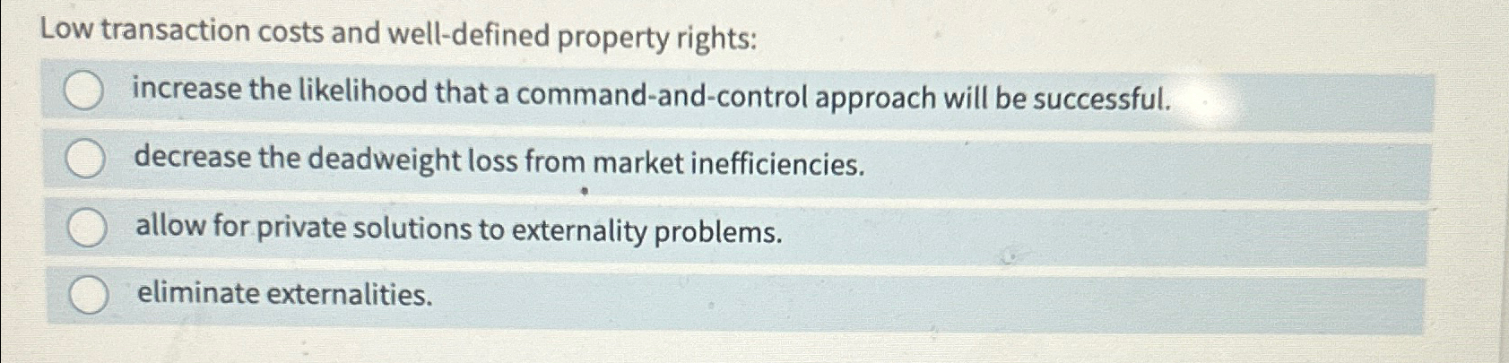 Solved Low transaction costs and well-defined property | Chegg.com