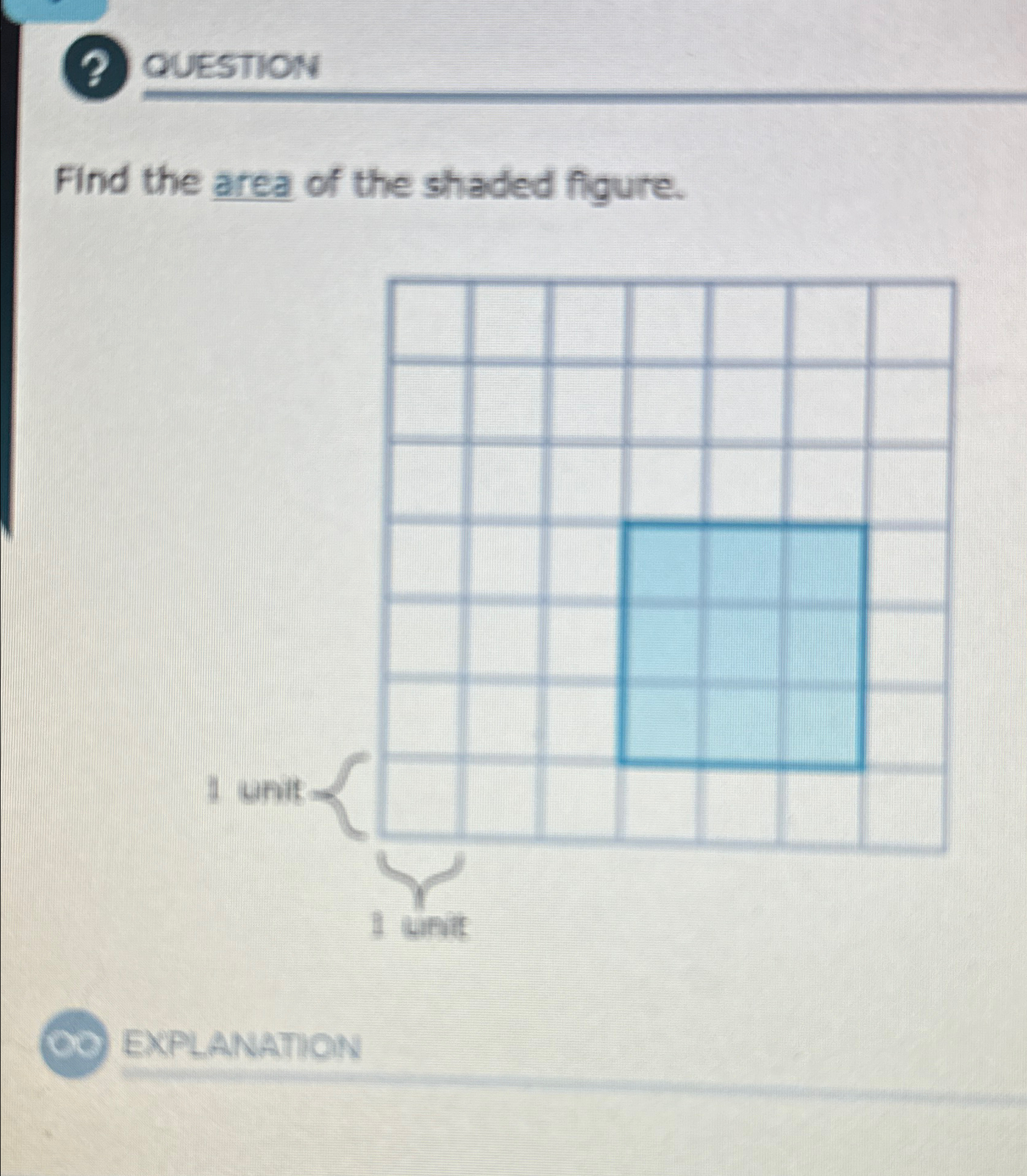 Solved ? ﻿QUESTIONFind the area of the shaded figure.unit | Chegg.com
