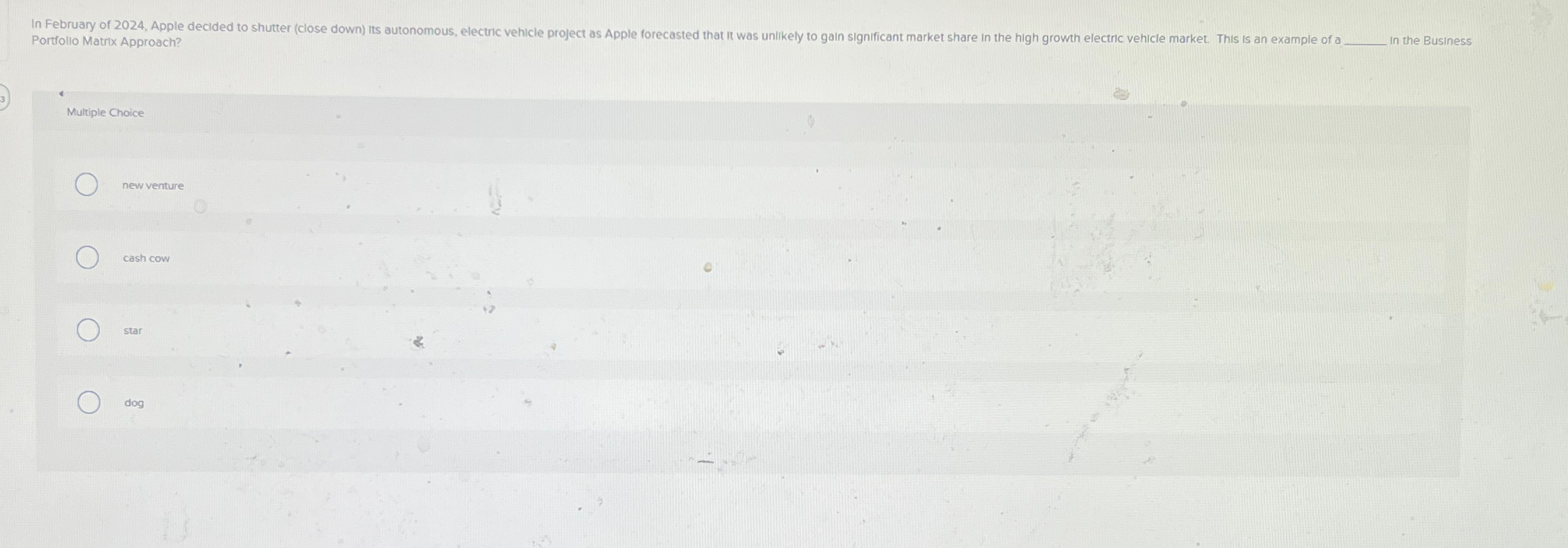 Solved n ﻿the Business Portfolio Matrix Approach?Multiple | Chegg.com
