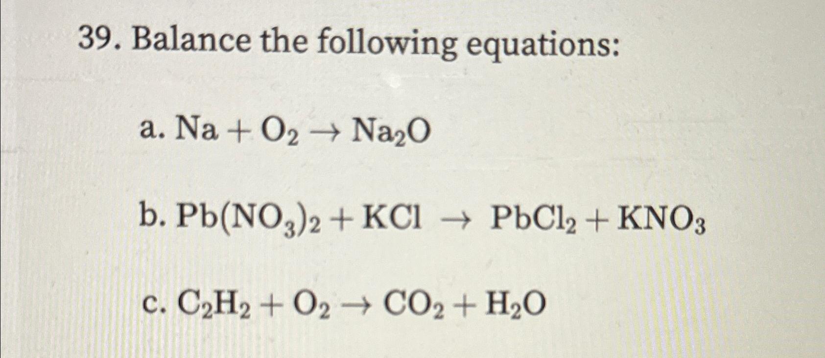Solved Balance the following | Chegg.com
