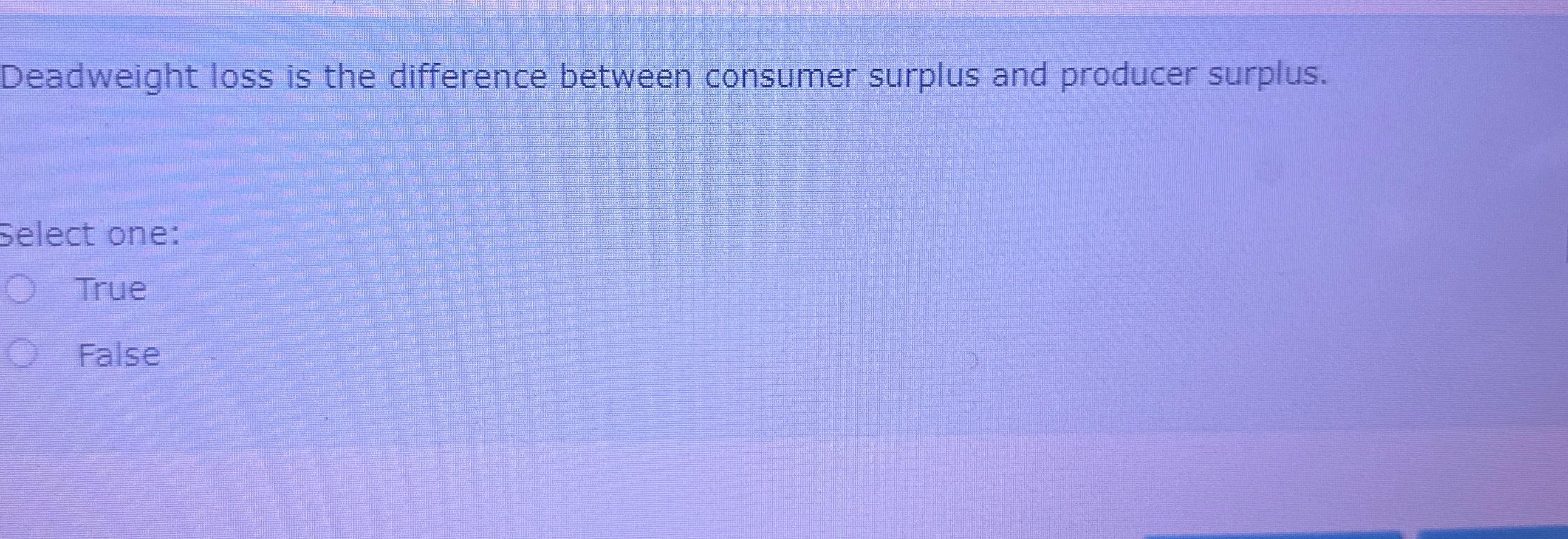 Solved Deadweight loss is the difference between consumer | Chegg.com