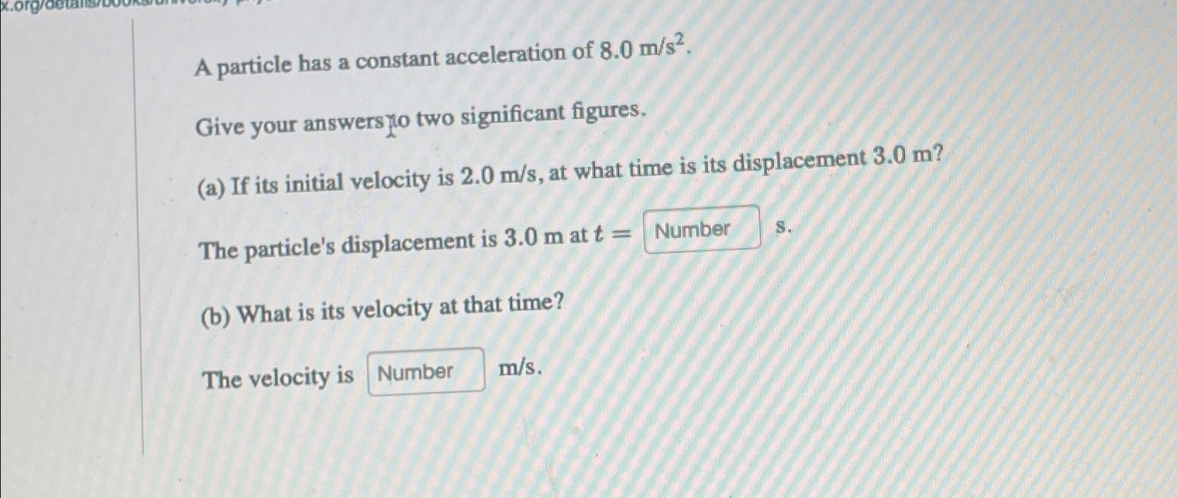 Solved A particle has a constant acceleration of 8.0ms2.Give | Chegg.com