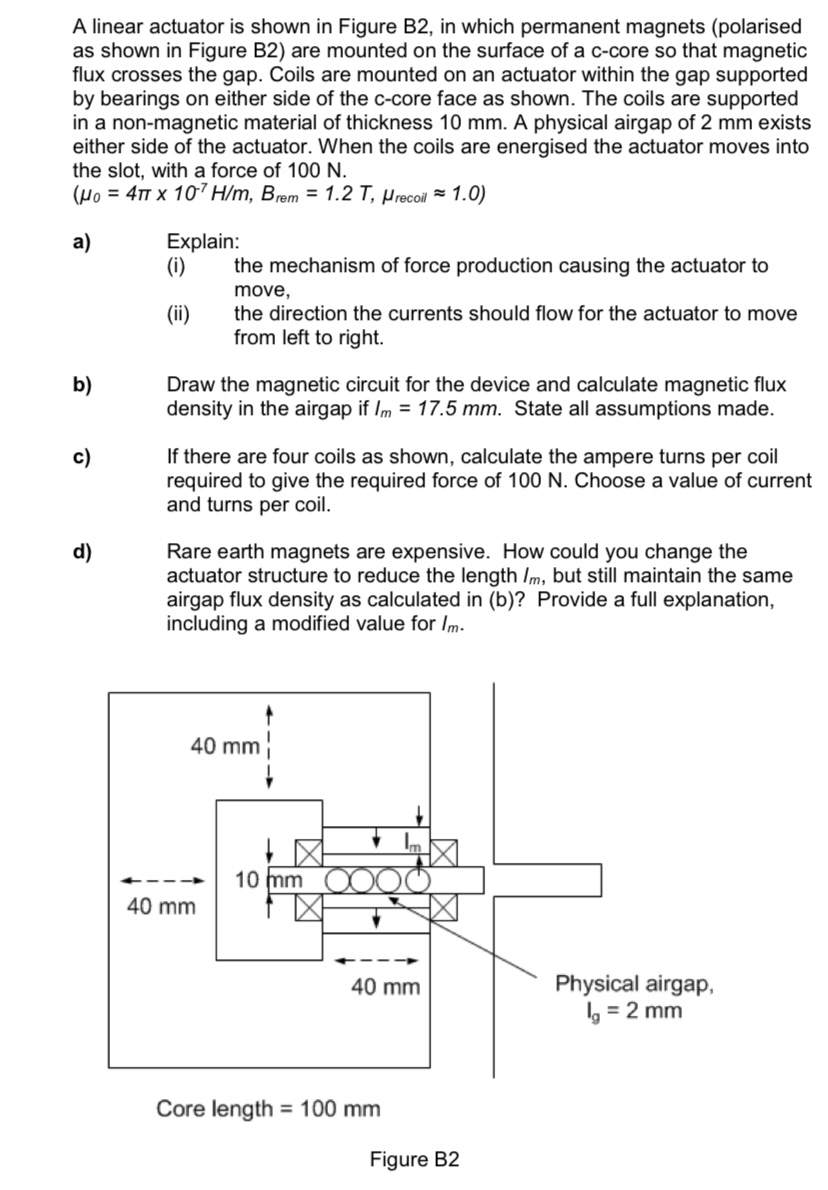 Solved A linear actuator is shown in Figure B2, ﻿in which | Chegg.com