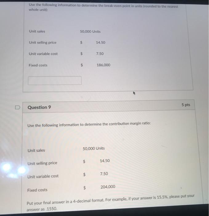 Solved Use the following information to determine the | Chegg.com