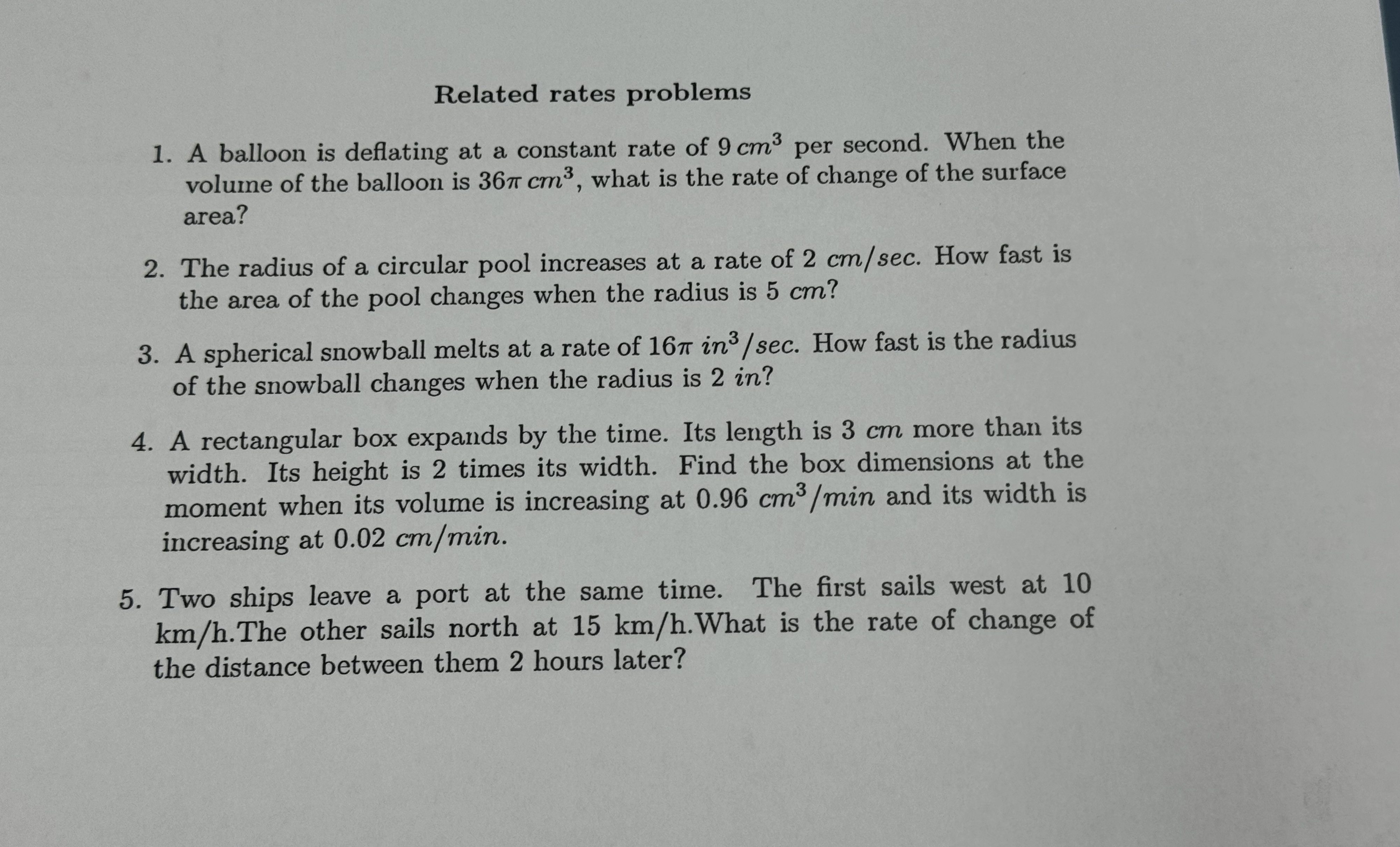 Solved Related rates problemsA balloon is deflating at a | Chegg.com