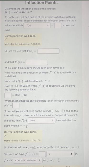 Solved Determine the inflection points of the function | Chegg.com