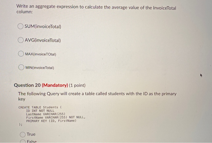Solved Write An Aggregate Expression To Calculate The
